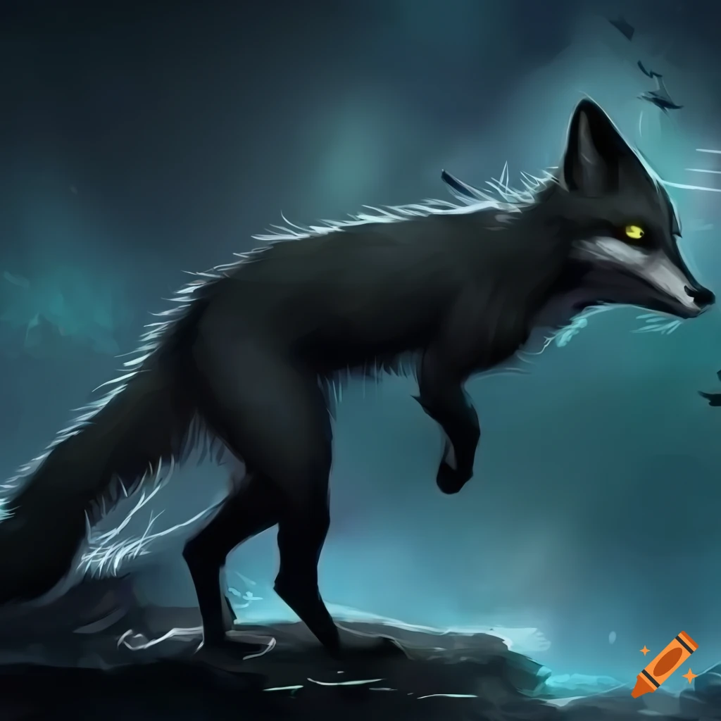 Detailed Anthropomorphic black fox with green eyes in Stellaris art ...