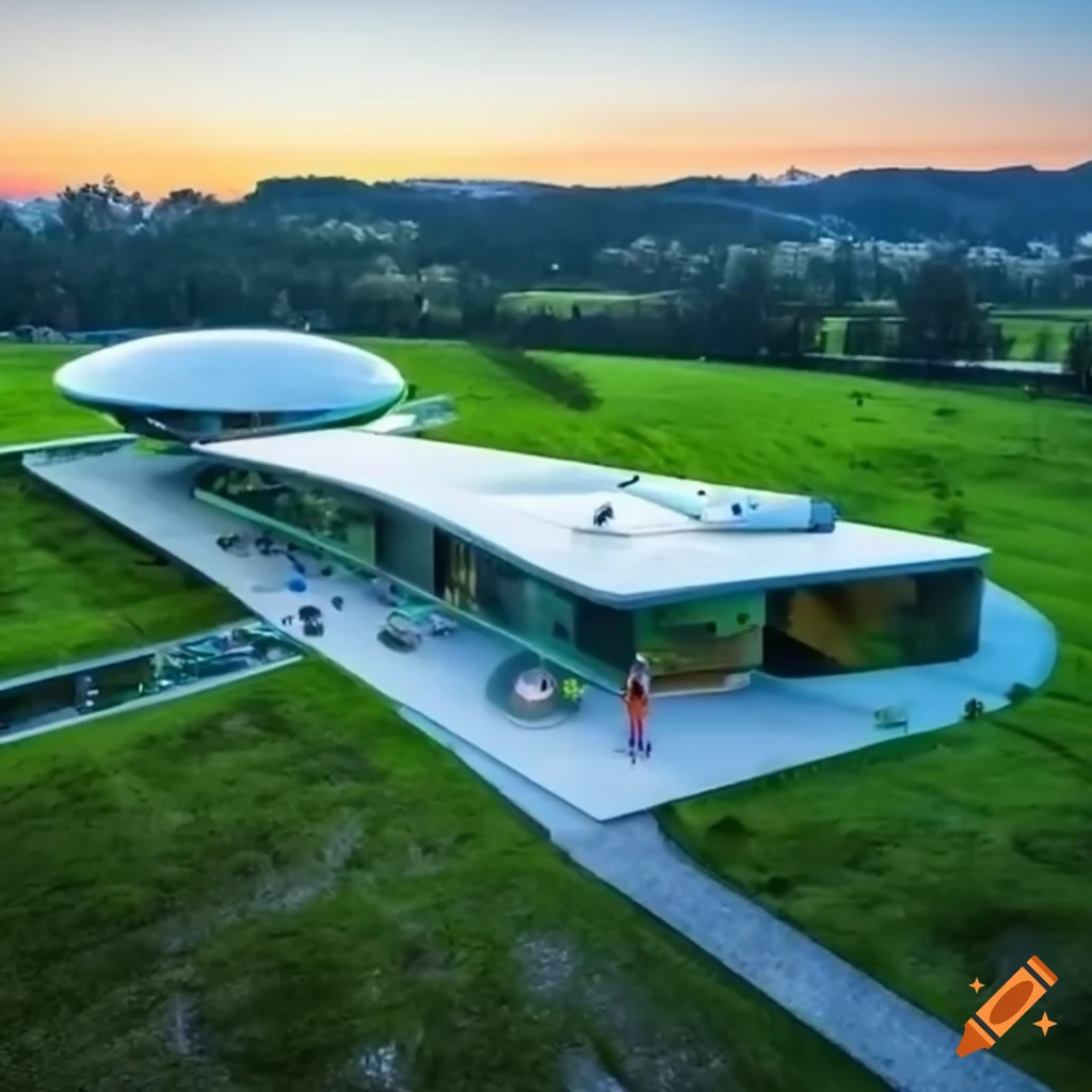 Modern and slightly futuristic school building on Craiyon