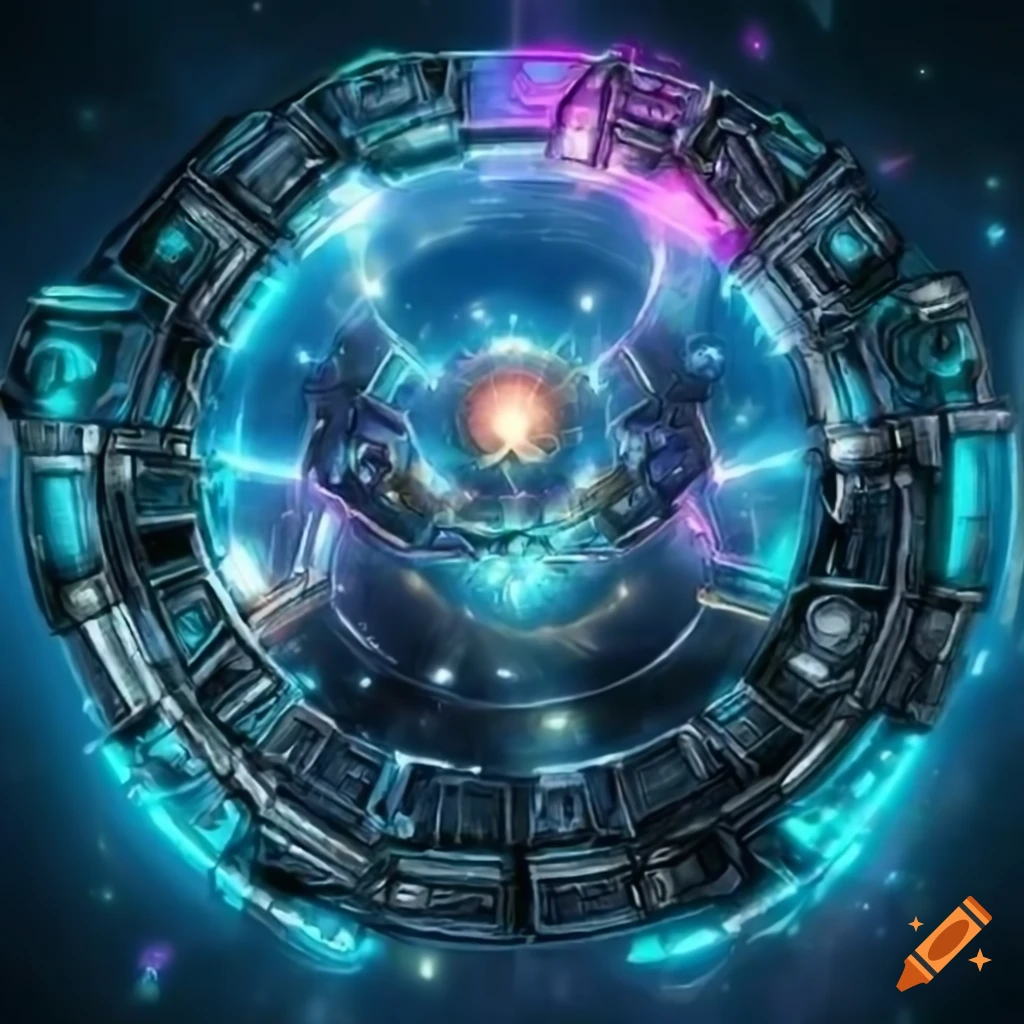 YUGIOH art of a technological futuristic galactic bridge on Craiyon