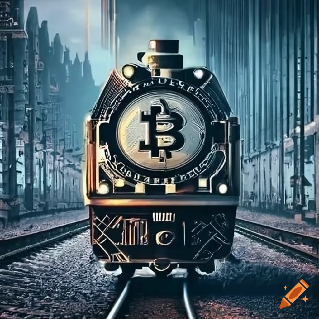 Awesome train with bitcoin symbol on front on Craiyon