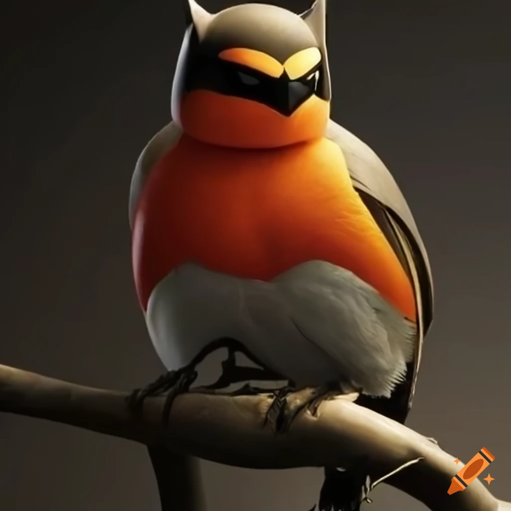 Robin bird wearing batman cap on Craiyon