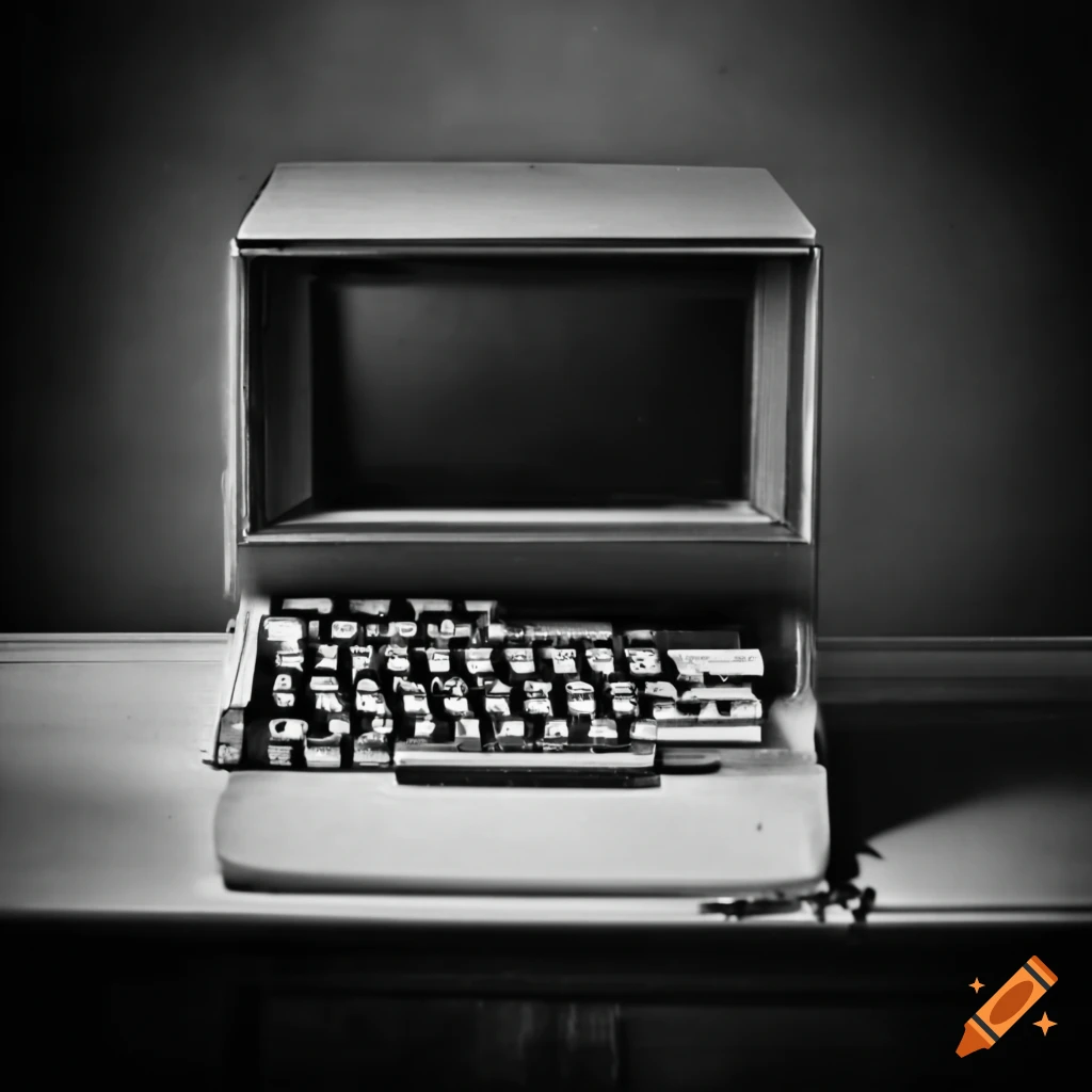 Vintage black and white photo of a computer from the 1900s on Craiyon