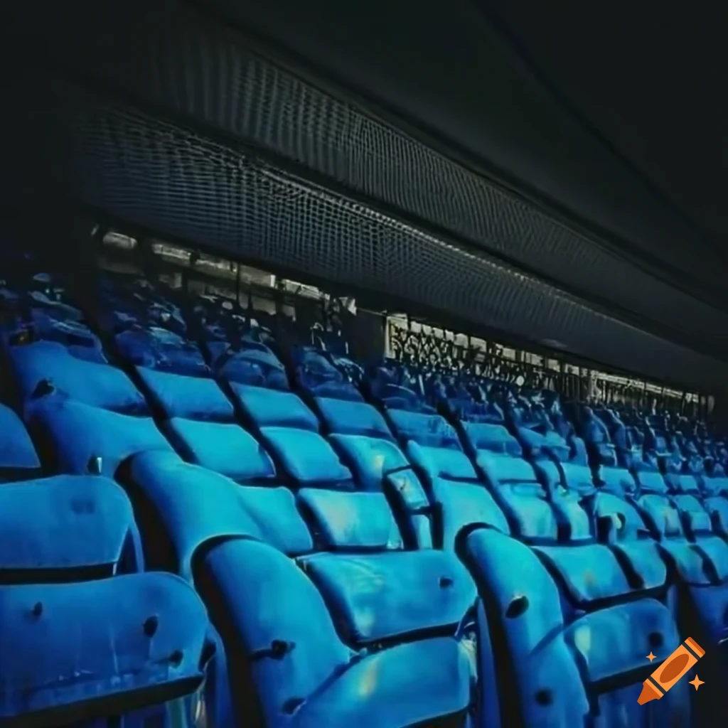 Old seats in a dimly lit stadium on Craiyon