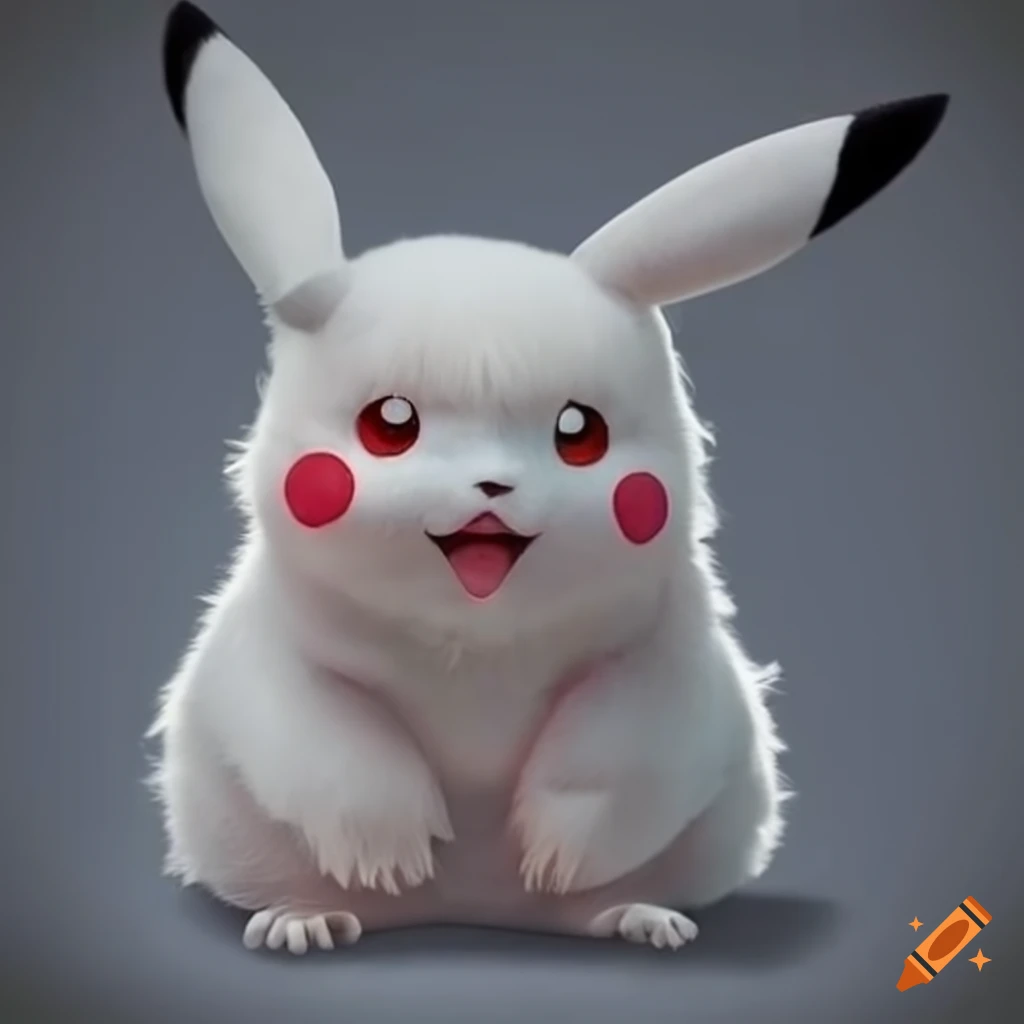 Fluffy albino pikachu on Craiyon