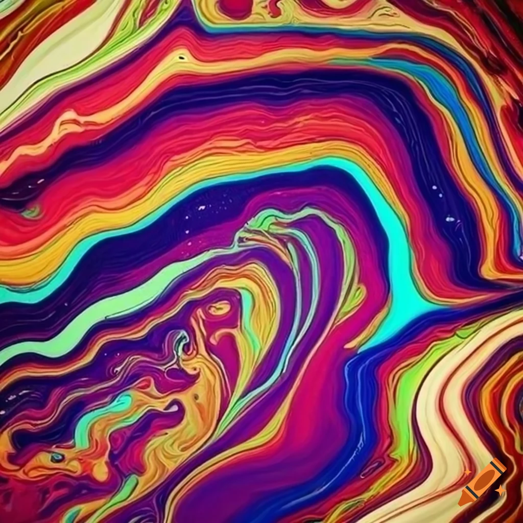 Psychedelic marbling art with a sign saying "Nate Powell" on Craiyon