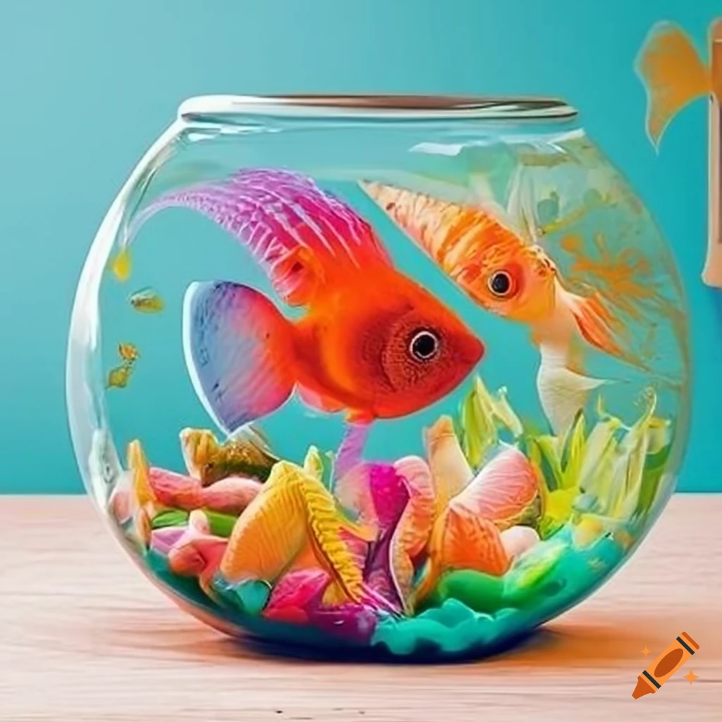 Colorful fish in a fiesta fish bowl on Craiyon
