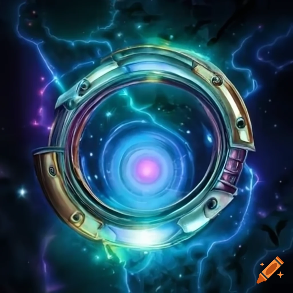 Yugioh art card featuring a technological space ring on Craiyon