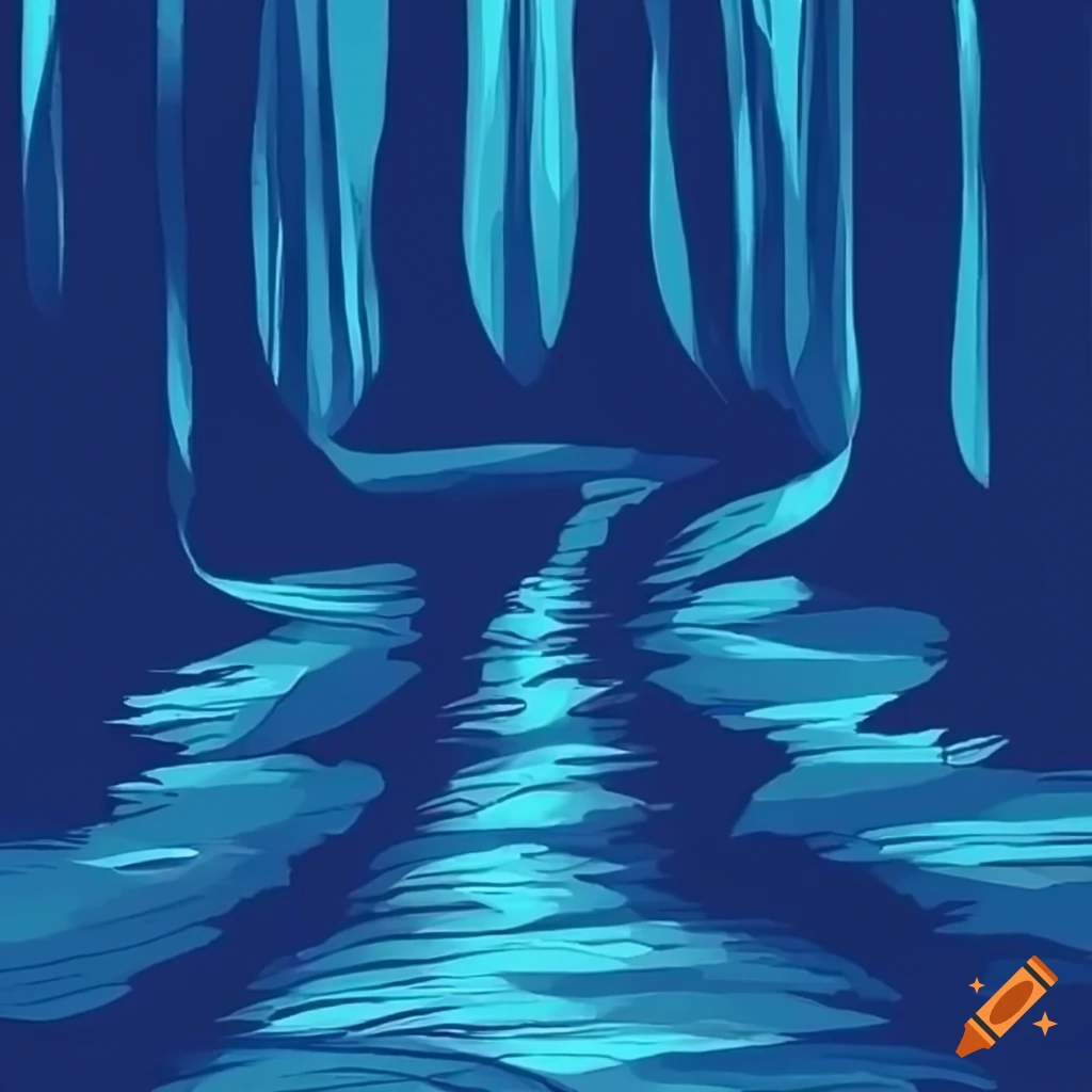 Vibrantly blue forest in a game style on Craiyon