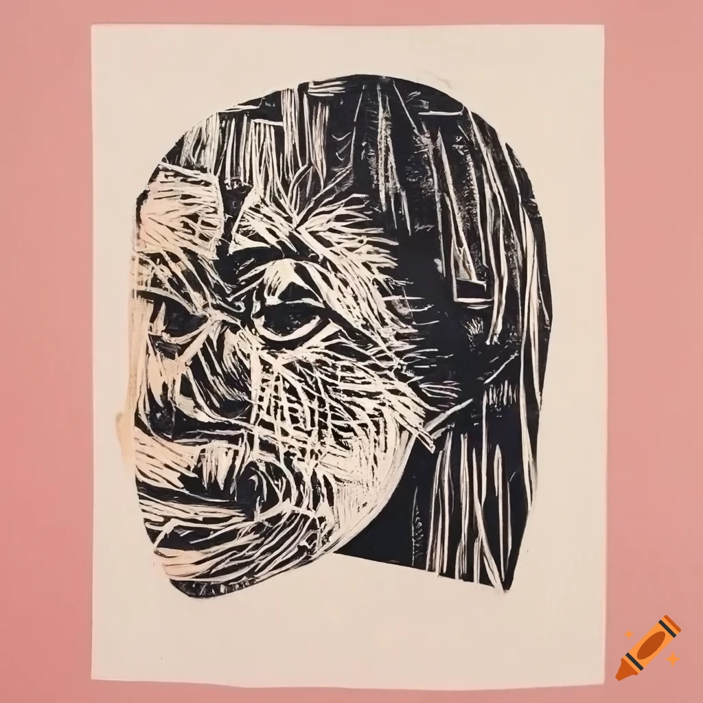 Lino cut artwork collage on Craiyon