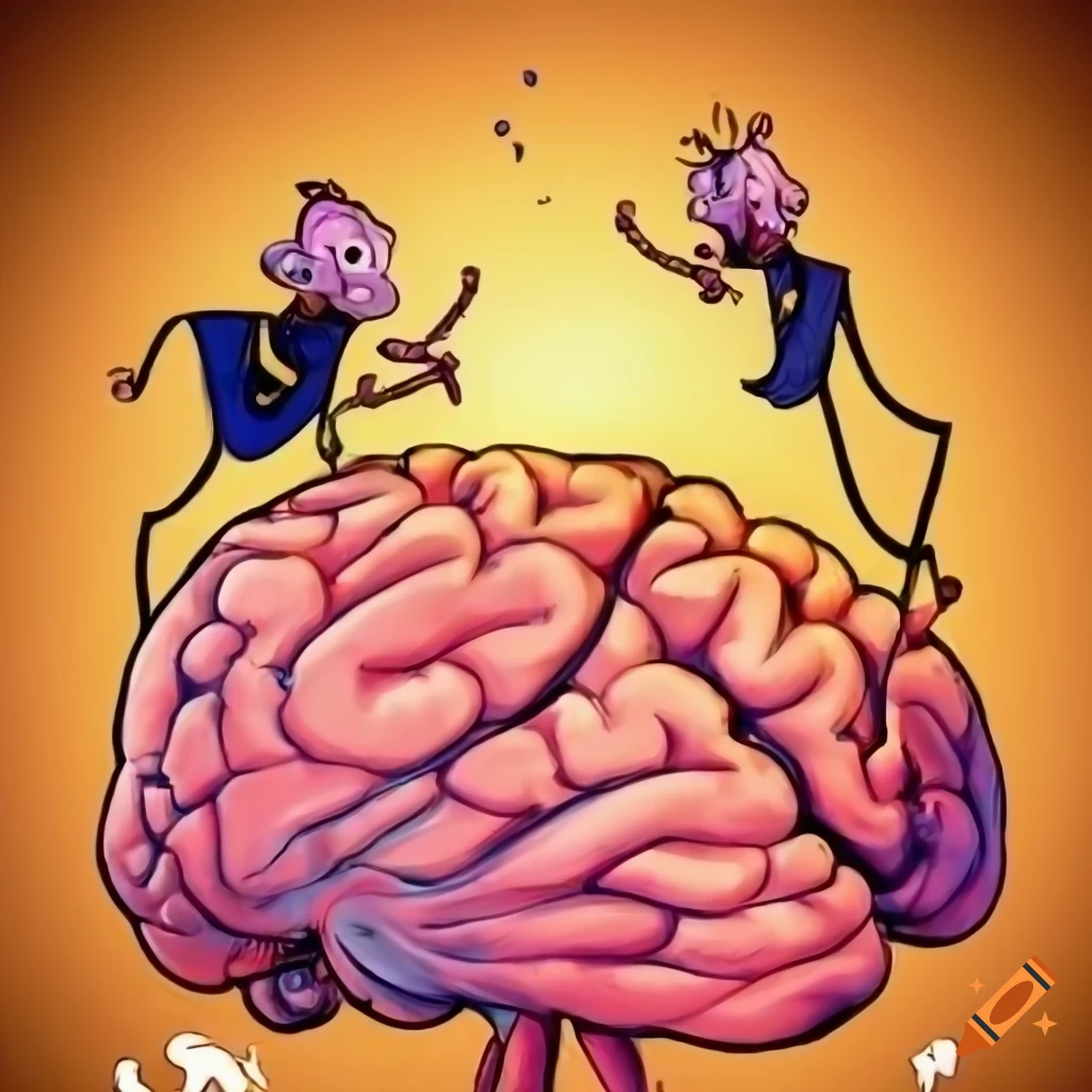 Complicated situation humorously depicted in cartoon style on Craiyon