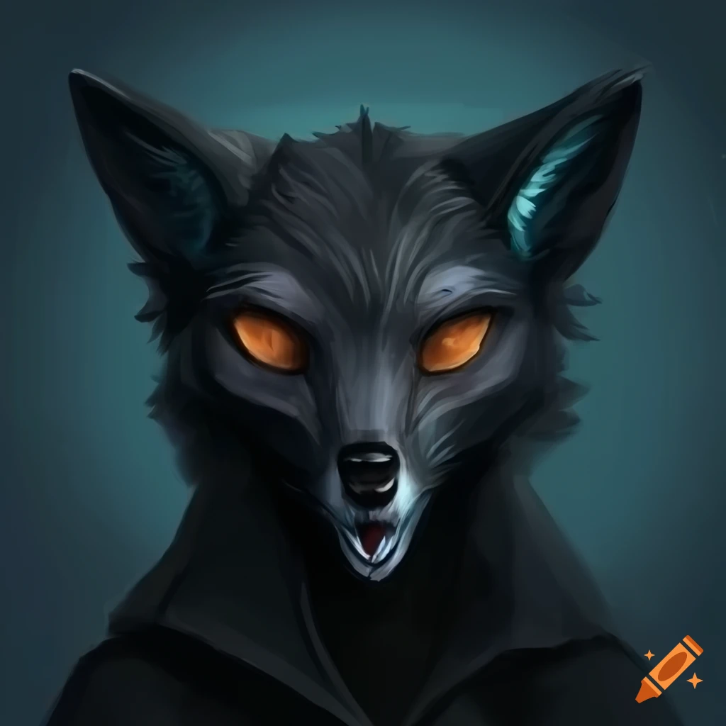Anthropomorphic black fox in the stellaris art style on Craiyon