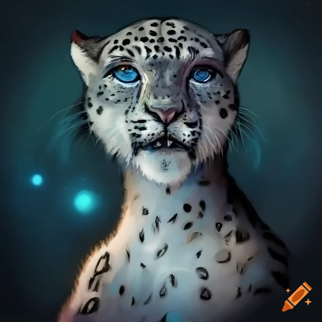 Anthropomorphic snow leopard in stellaris art style on Craiyon