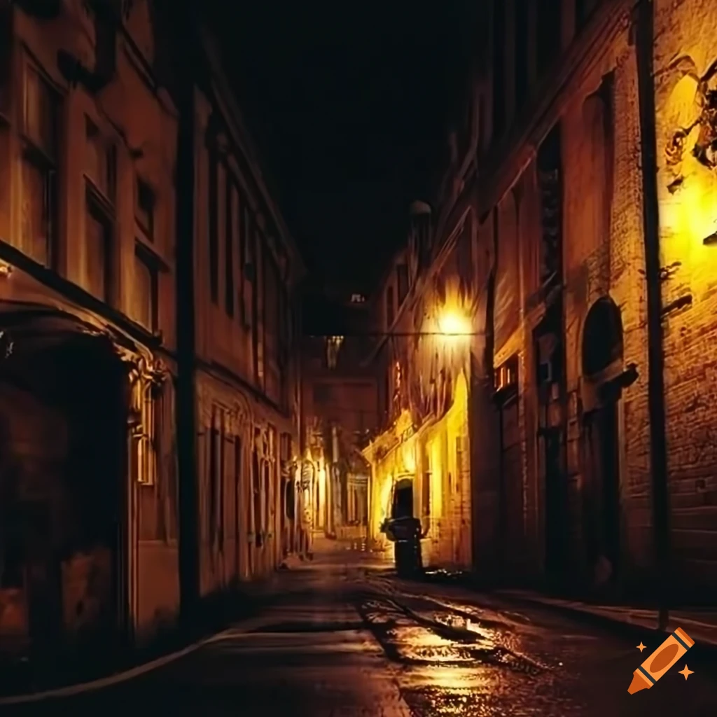 Night street scene on Craiyon