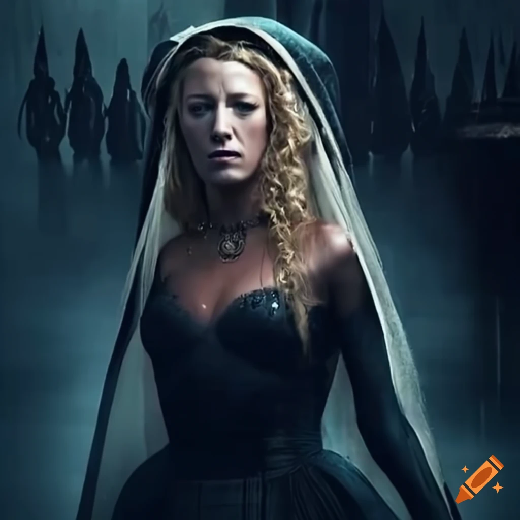 Blake Lively portraying Lady Macbeth in full body shot on Craiyon