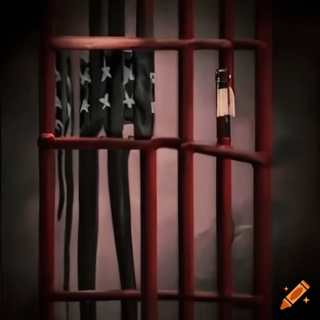 American flag patterned jail cell bars on Craiyon