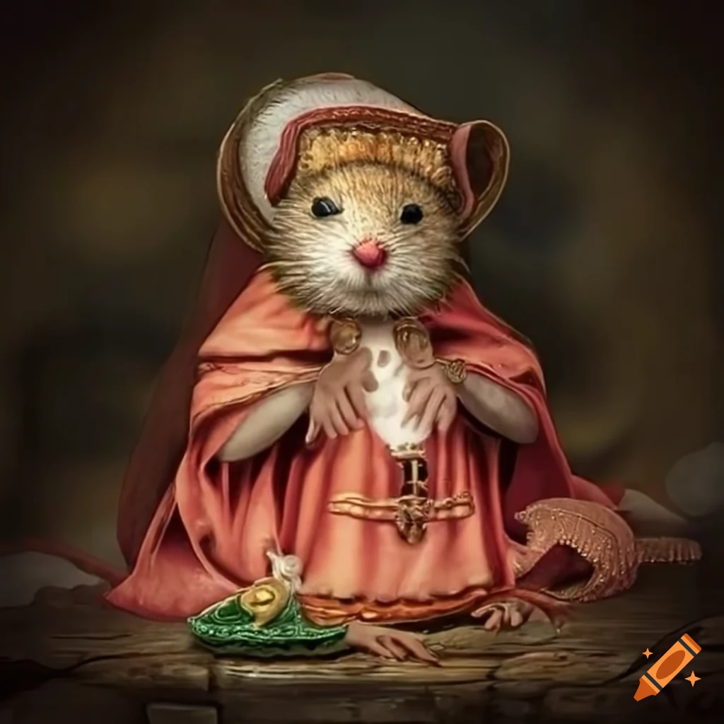 Devoted little mouse in religious attire on Craiyon