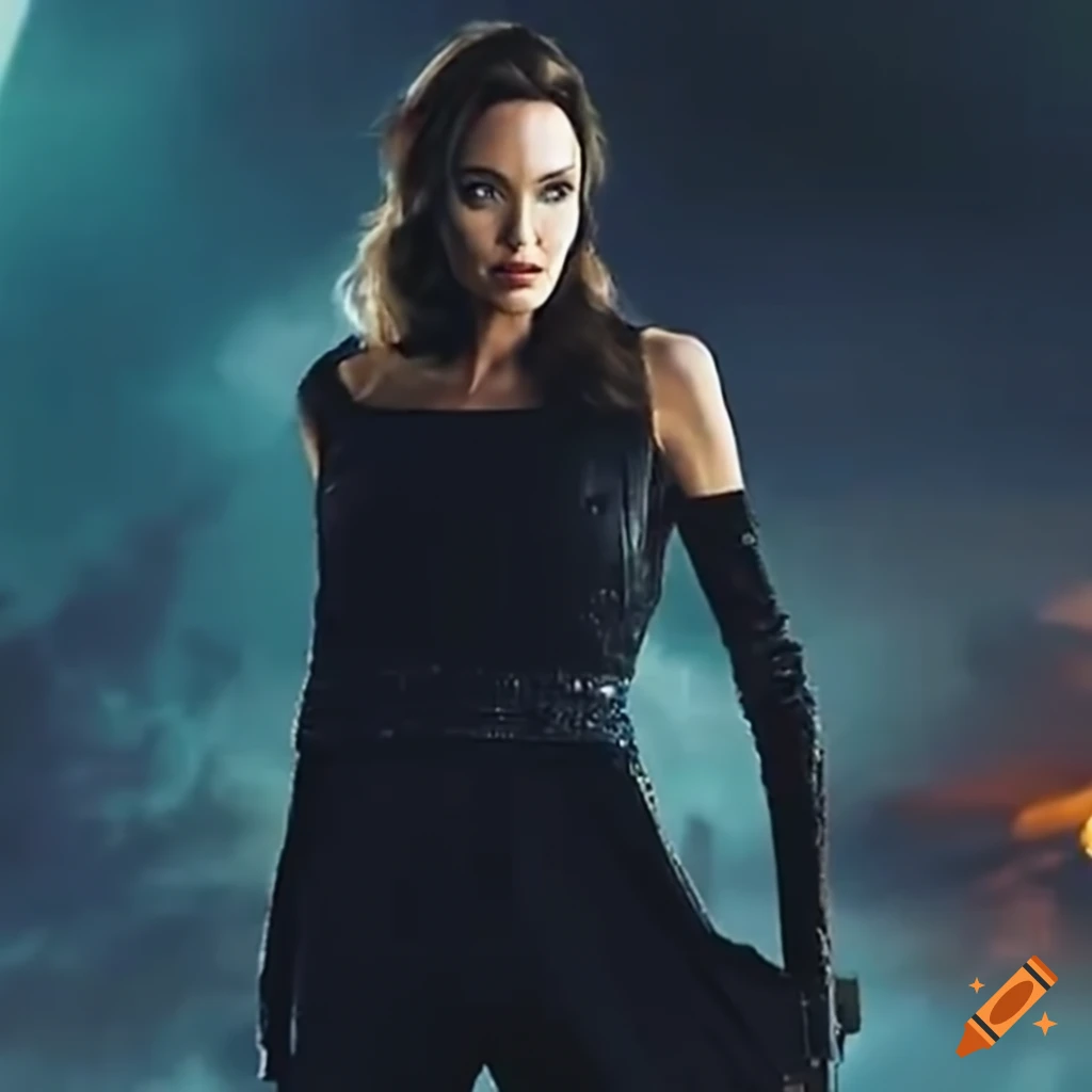 Angelina Jolie in a Blade Runner movie action scene on Craiyon