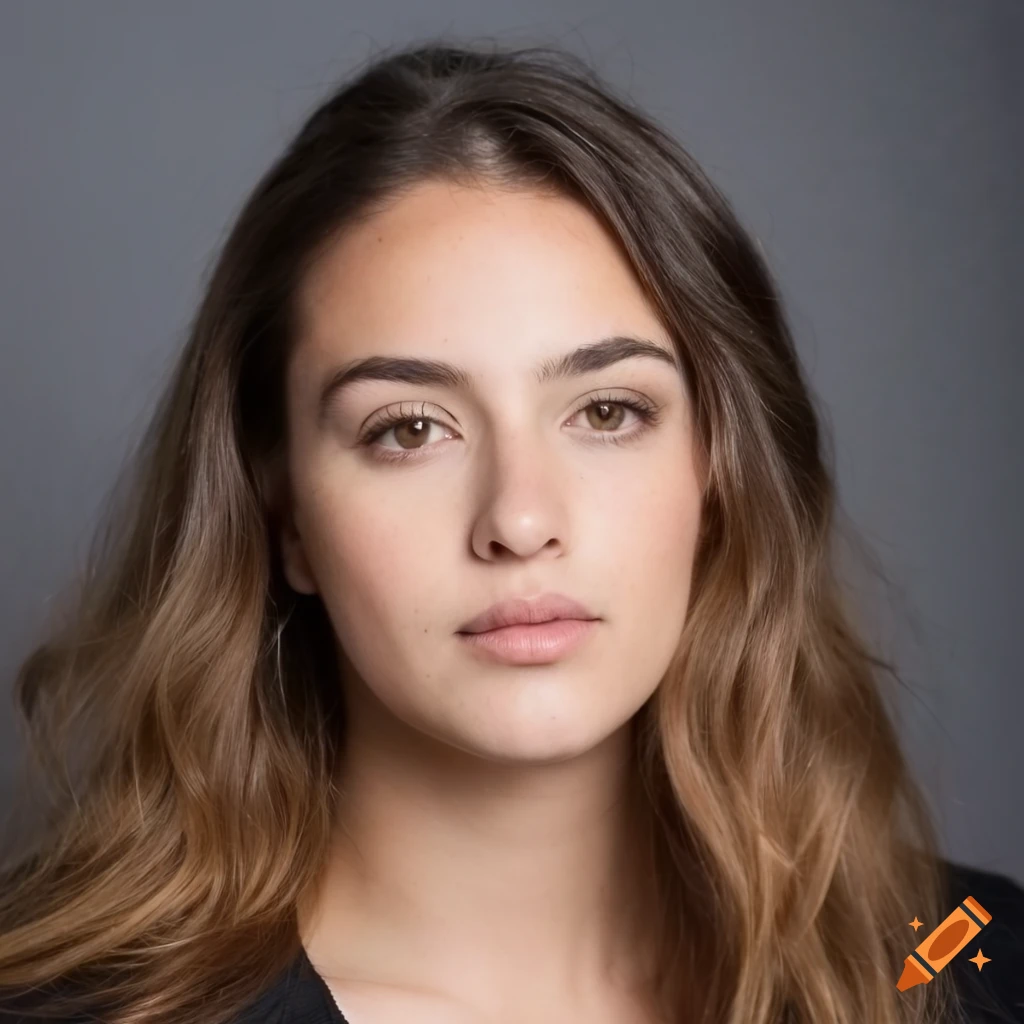 Portrait of a serious young Spanish woman with a bare face on Craiyon