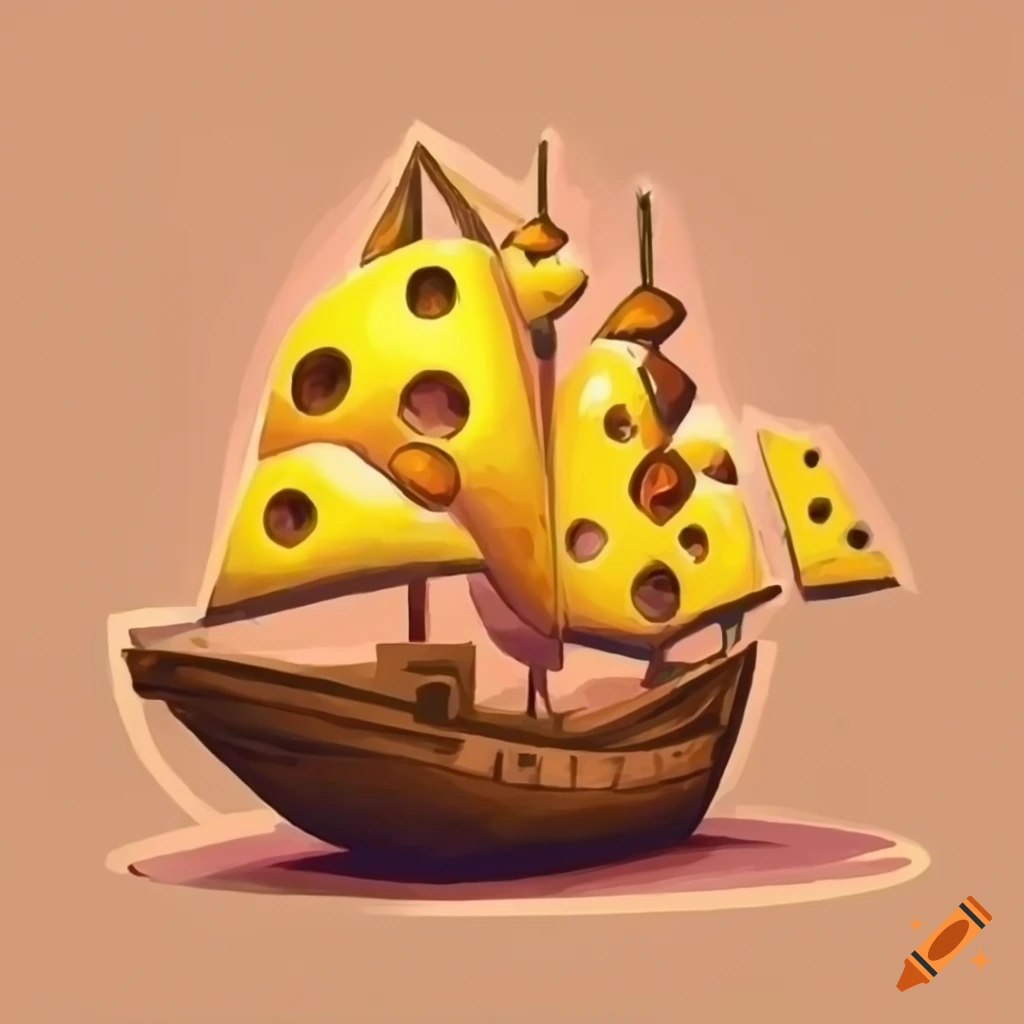 Cheese ship illustration for 2d computer game on Craiyon