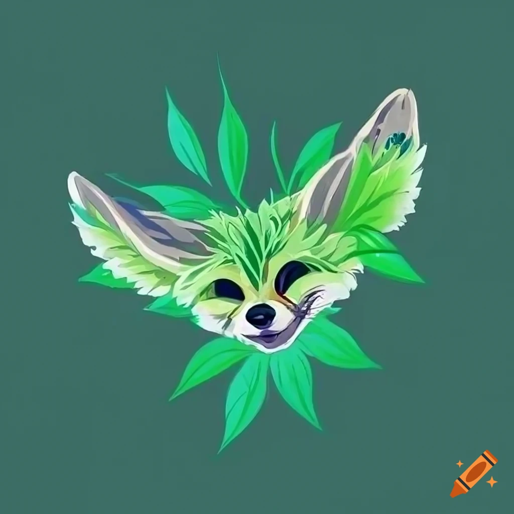 Magical fennec fox with vibrant fur and cannabis-inspired elements on ...