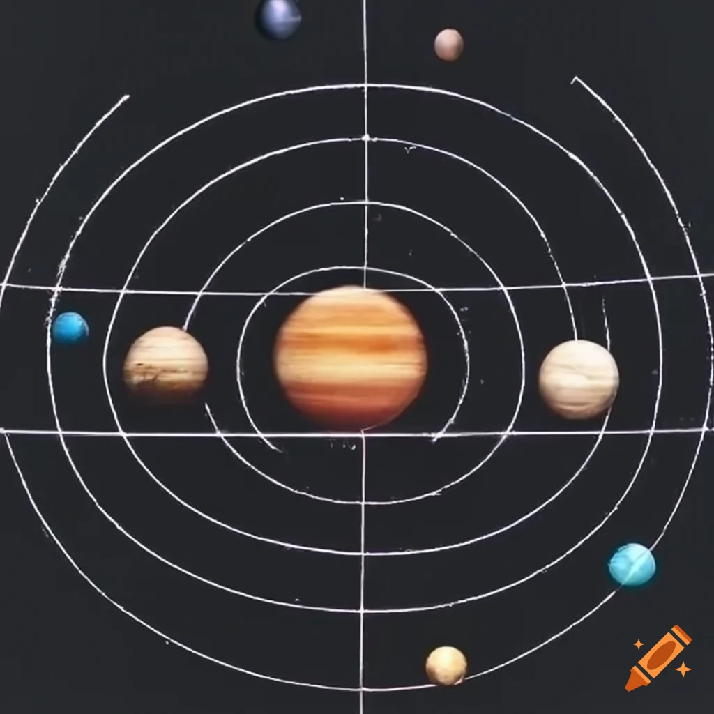 Solar system with 6 planets orbiting a sun on Craiyon