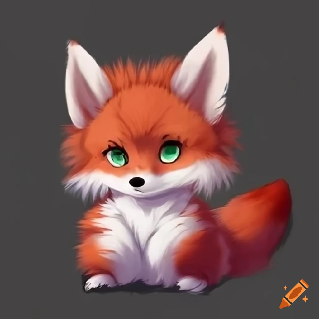 Anime fluffy 9 tail fox with red and white fur and red eyes on Craiyon