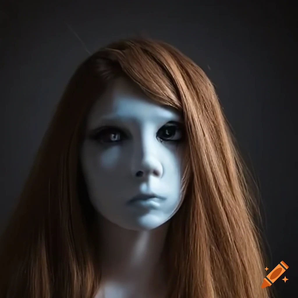 Woman wearing a doll-like mask on Craiyon