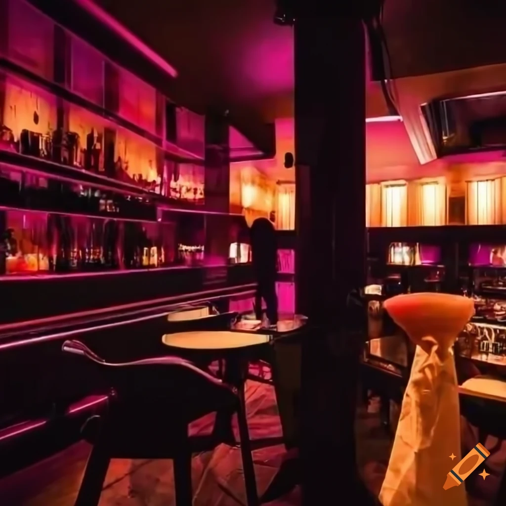 Luxurious alcohol bar with live musical performance in a black sunset ...