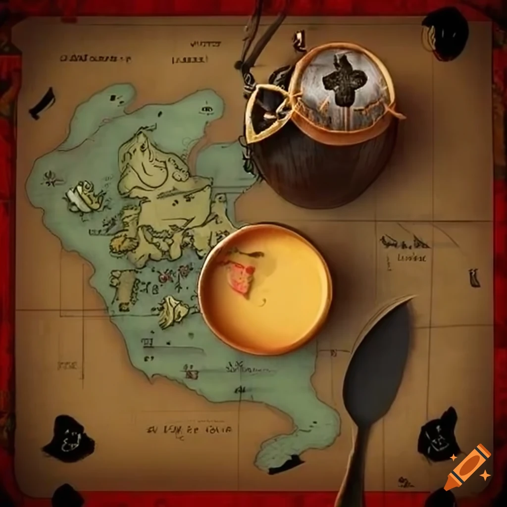 Pirate map with a soup theme on Craiyon