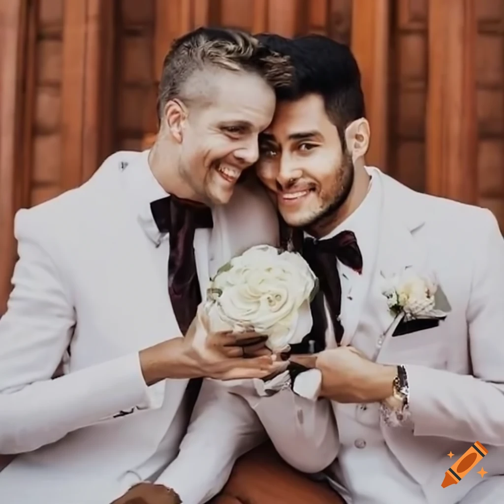 Two men celebrating their wedding day on Craiyon