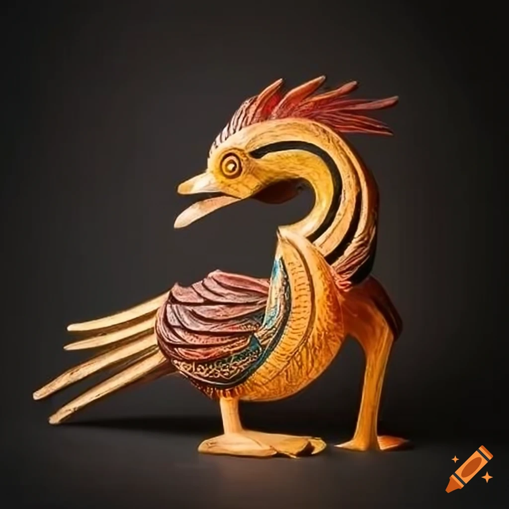 Wooden sculpture of the mythical filipino bird sarimanok on Craiyon