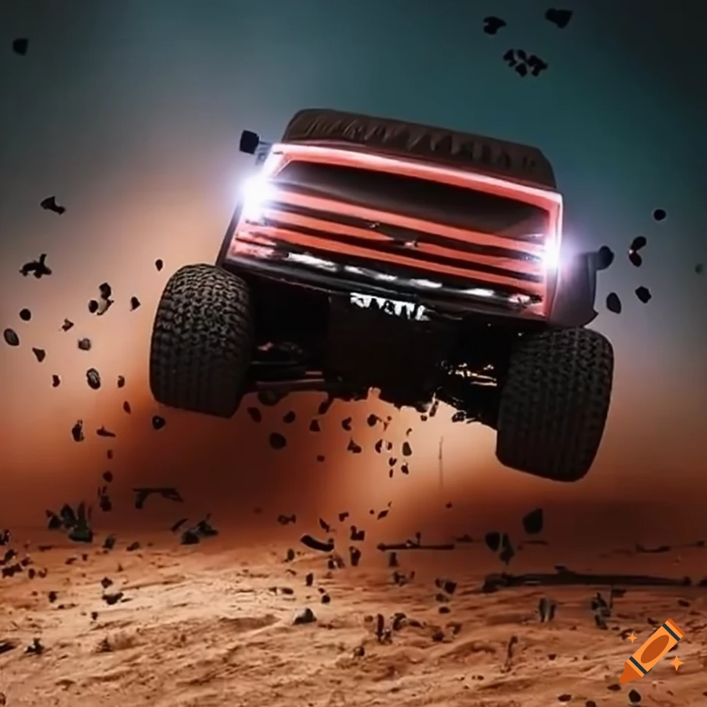 Rc trucks kicking up dirt on Craiyon