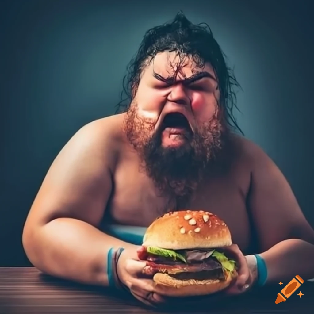 Man crying while eating a burger in a BMW car on Craiyon