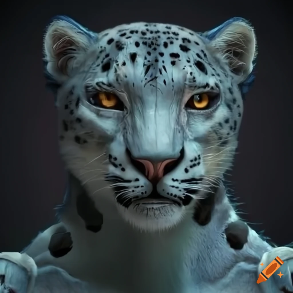 Anatomically correct humanoid snow leopard in Stellaris style on Craiyon