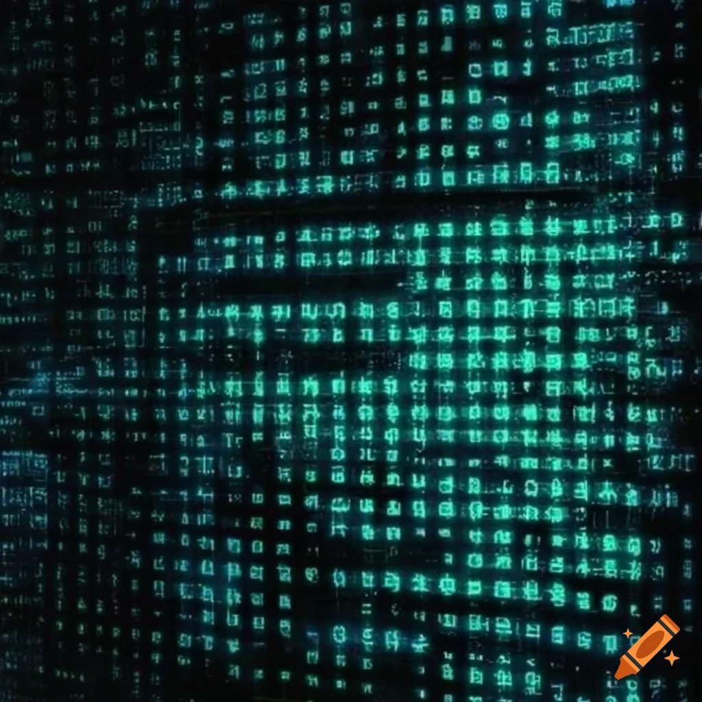 Binary matrix abstract spelling "unicode" on Craiyon