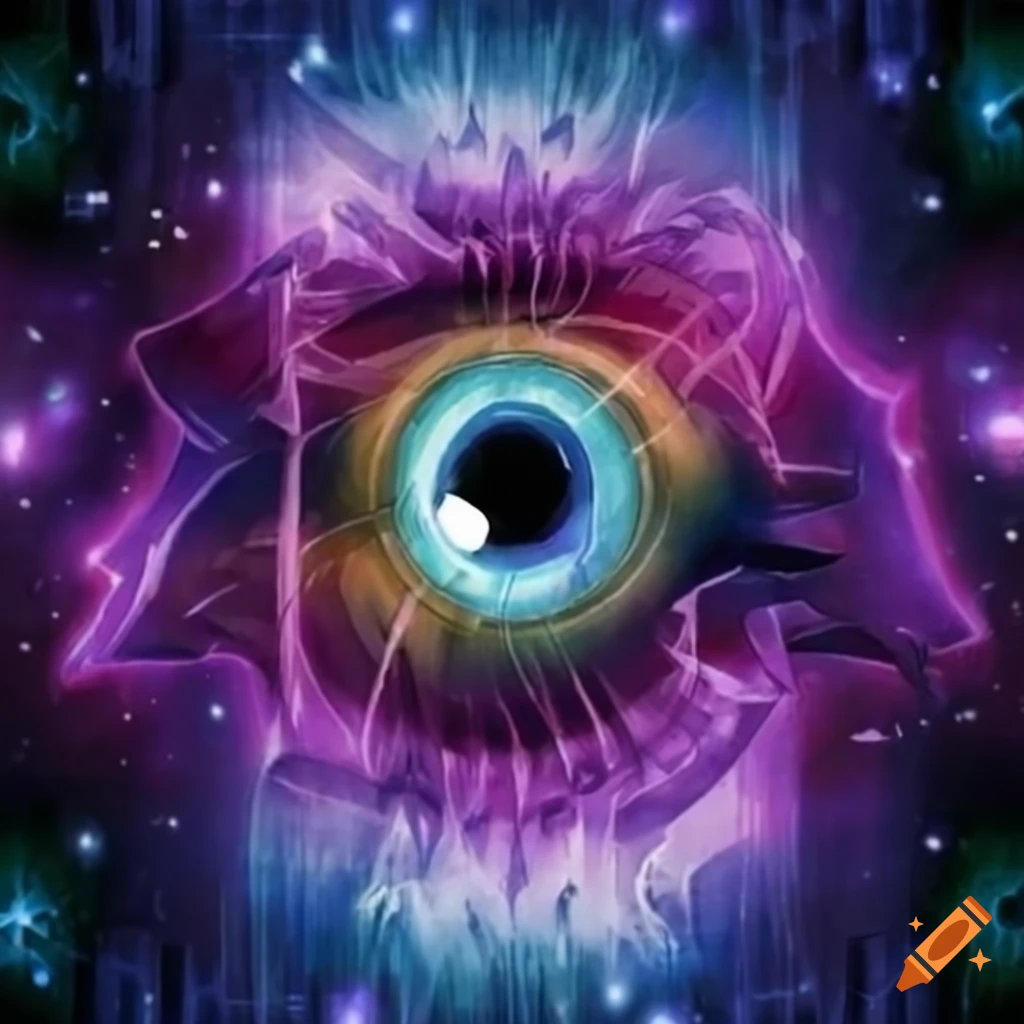 YUGIOH art card featuring eyes observing the universe on Craiyon