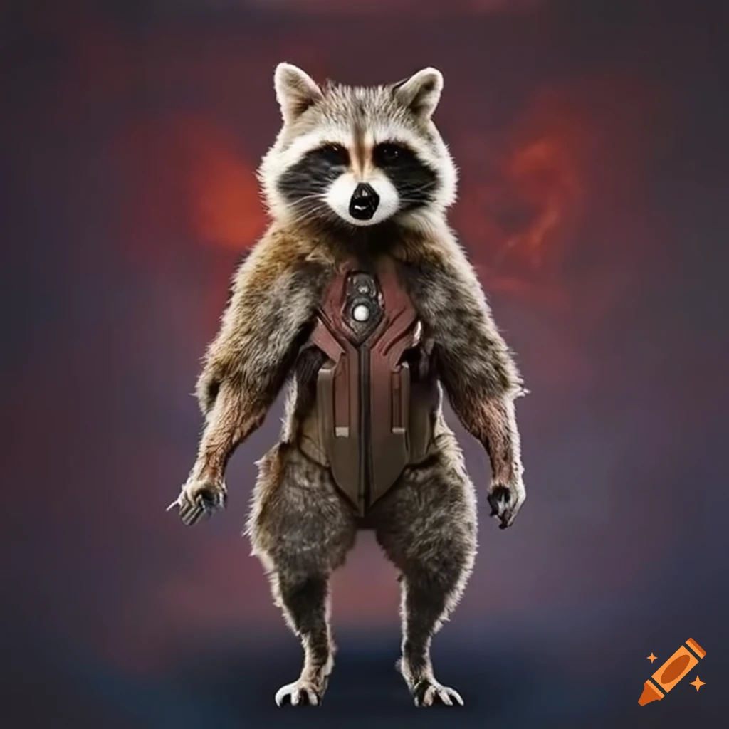 Raccoon from Guardians of the Galaxy with armor on Craiyon