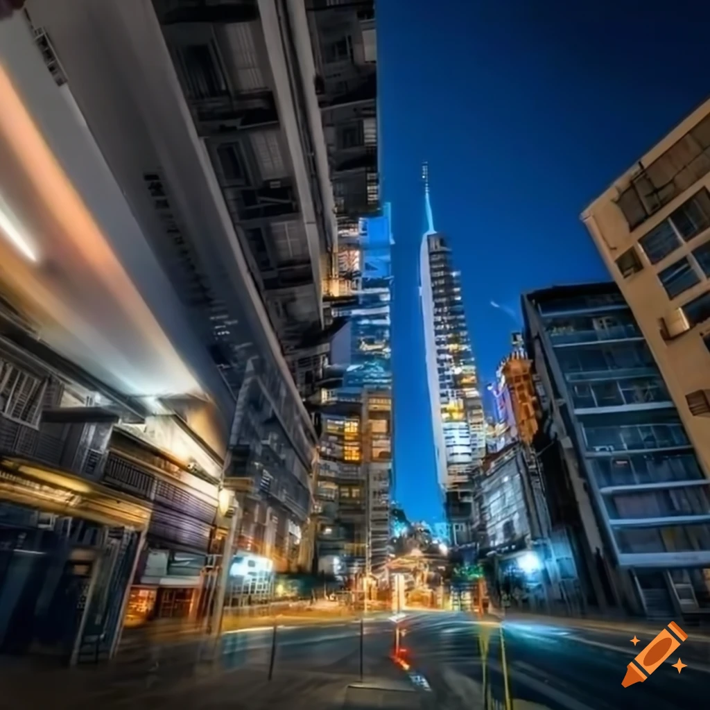 Cinematic worm's eye view of high rise apartment building in Auckland ...
