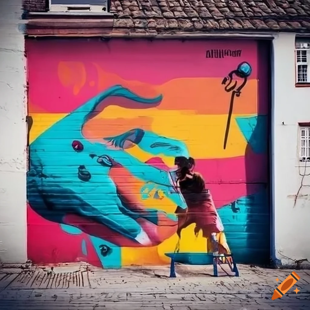 Street art mural with bold letters spelling vibe on Craiyon