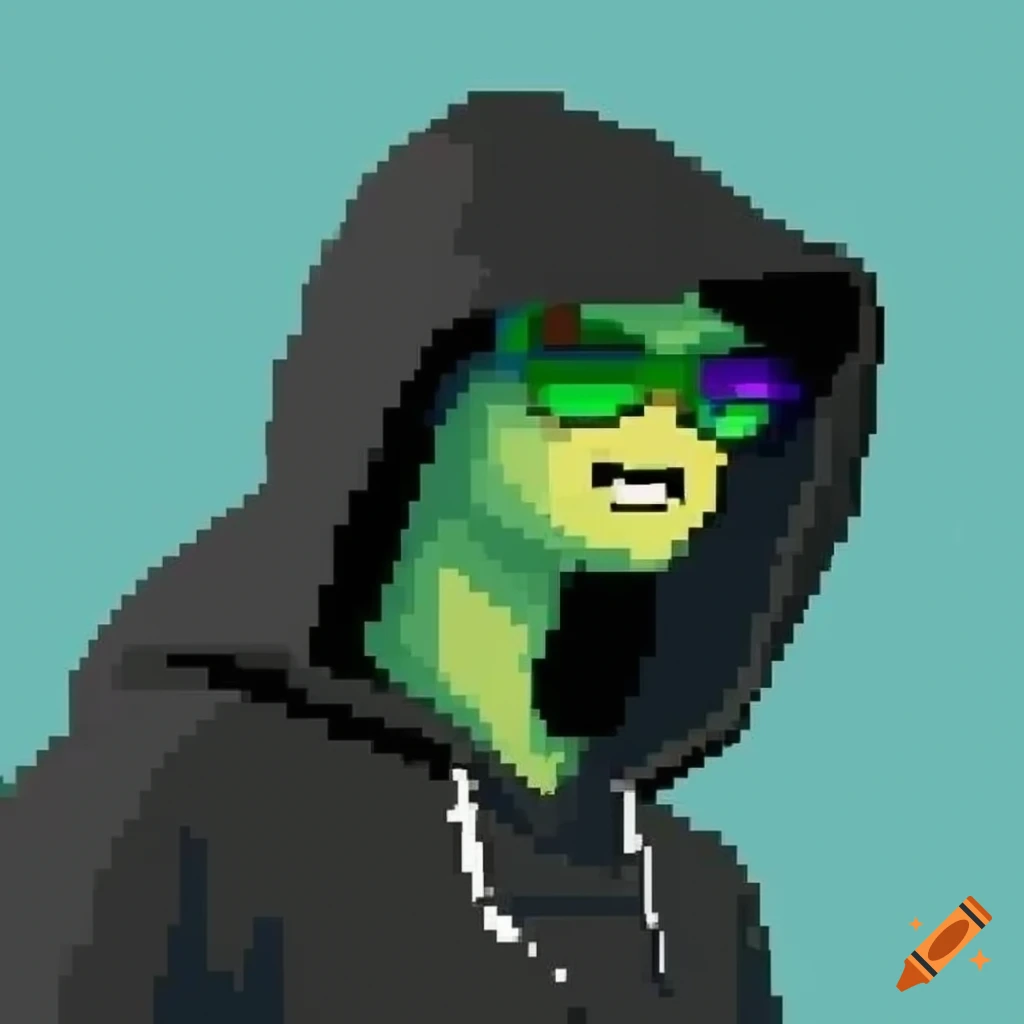 Pixel art turtle with sunglasses and hoodie on Craiyon