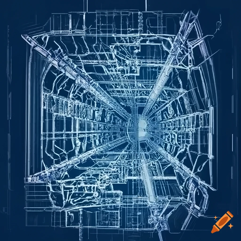 Detailed spider engineering blueprint with x-ray and scifi elements on ...