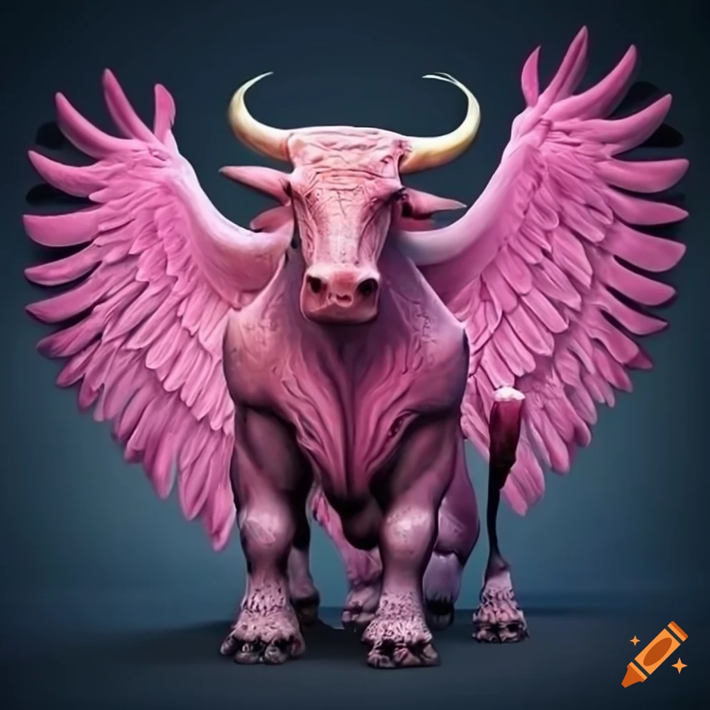 Three-headed bull with pink wings on Craiyon
