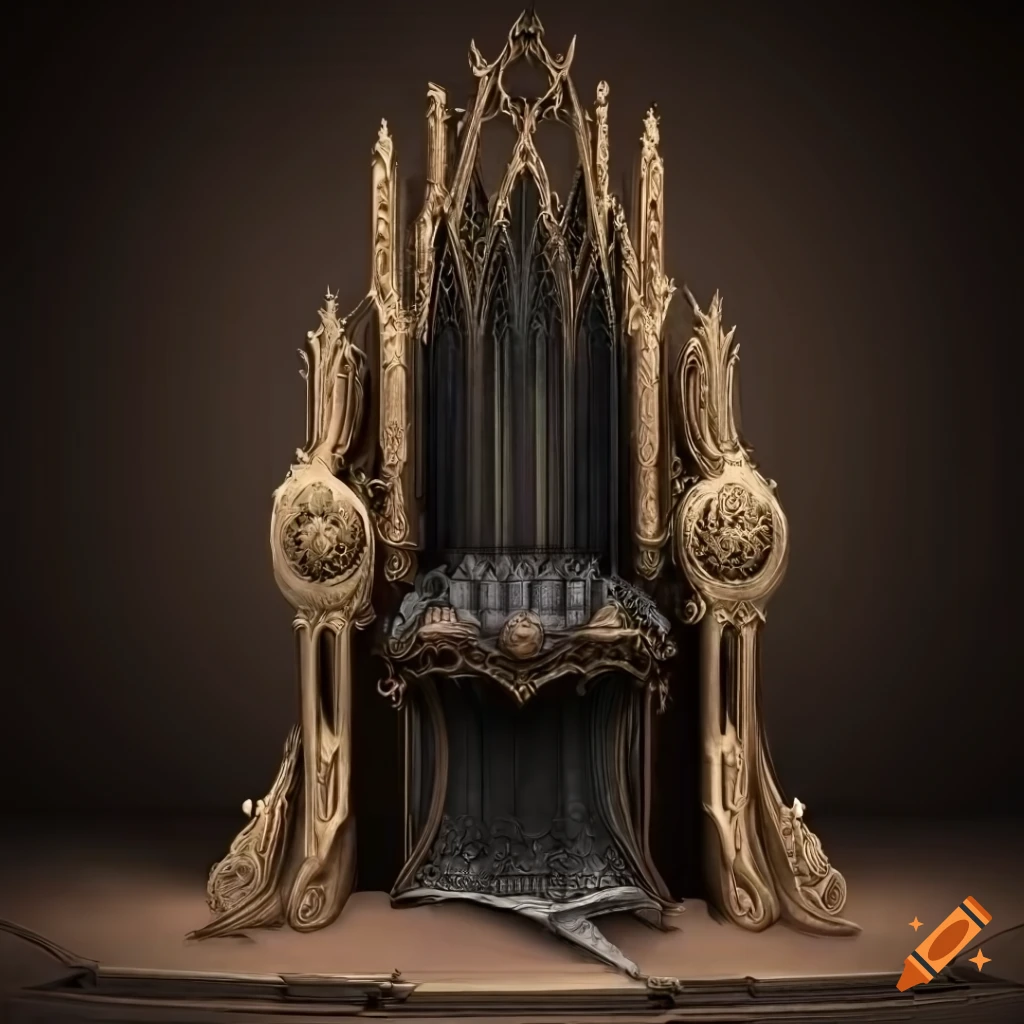 Medieval high back gothic throne in concept art 3d render with fine ...