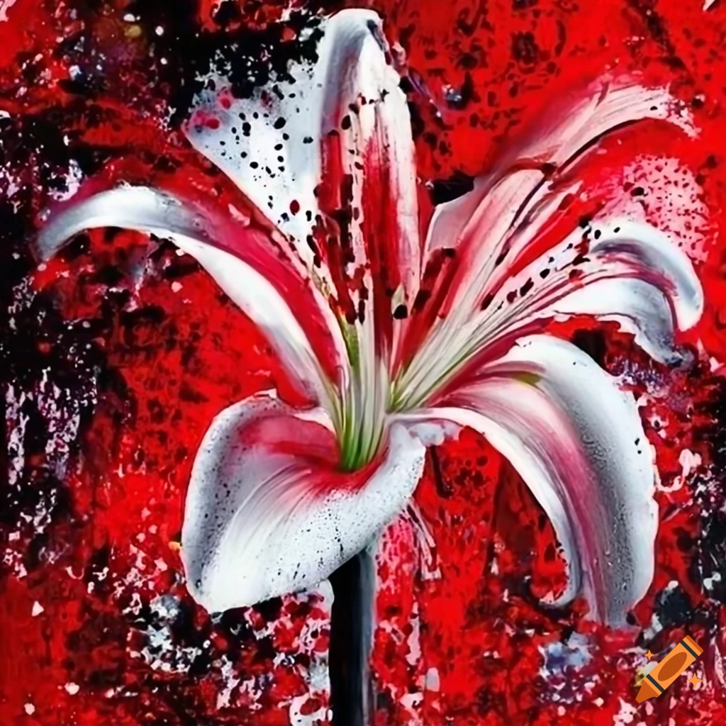Captivating abstract splatter painting with silver, white, red ...