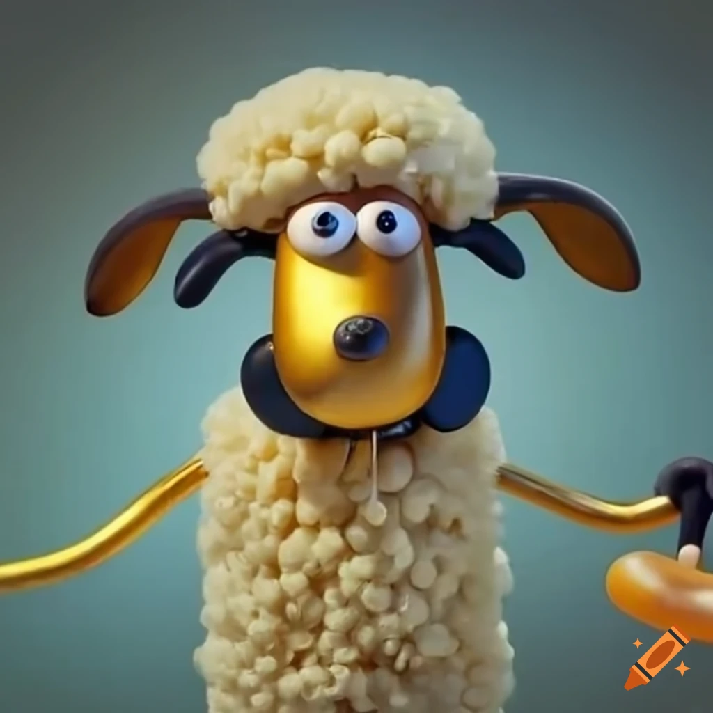 Shaun the sheep with a golden hue on Craiyon