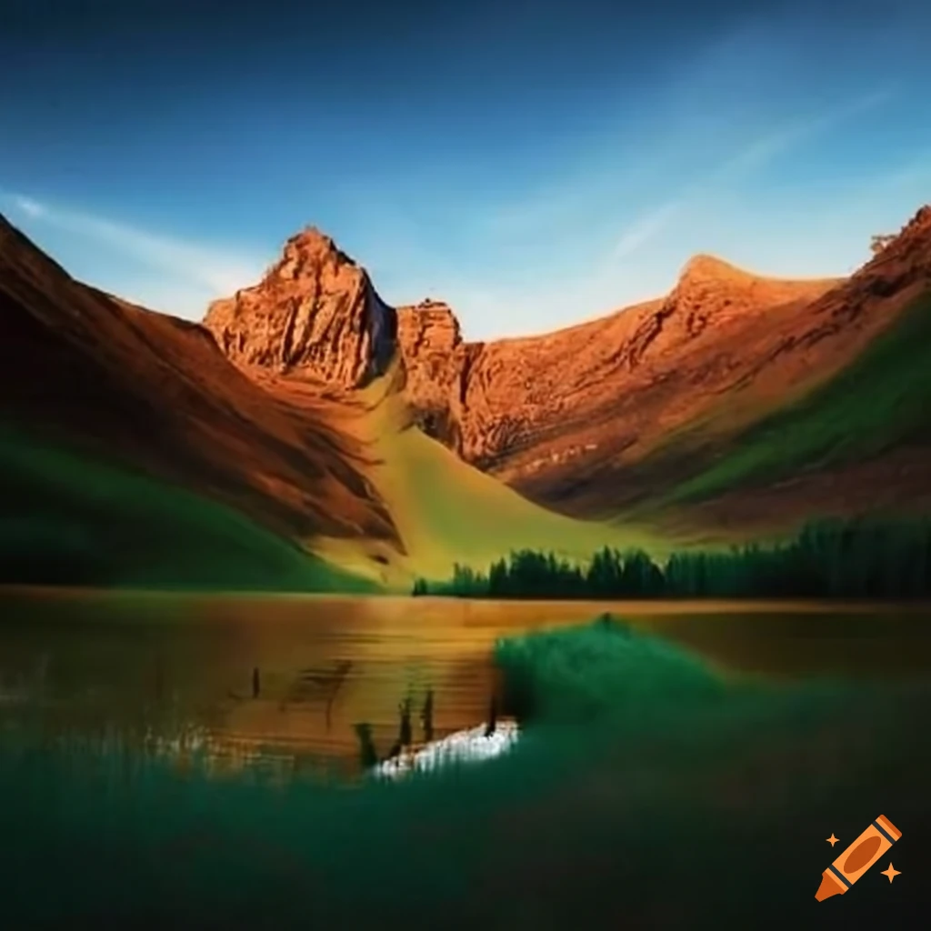 The letter m in a landscape on Craiyon