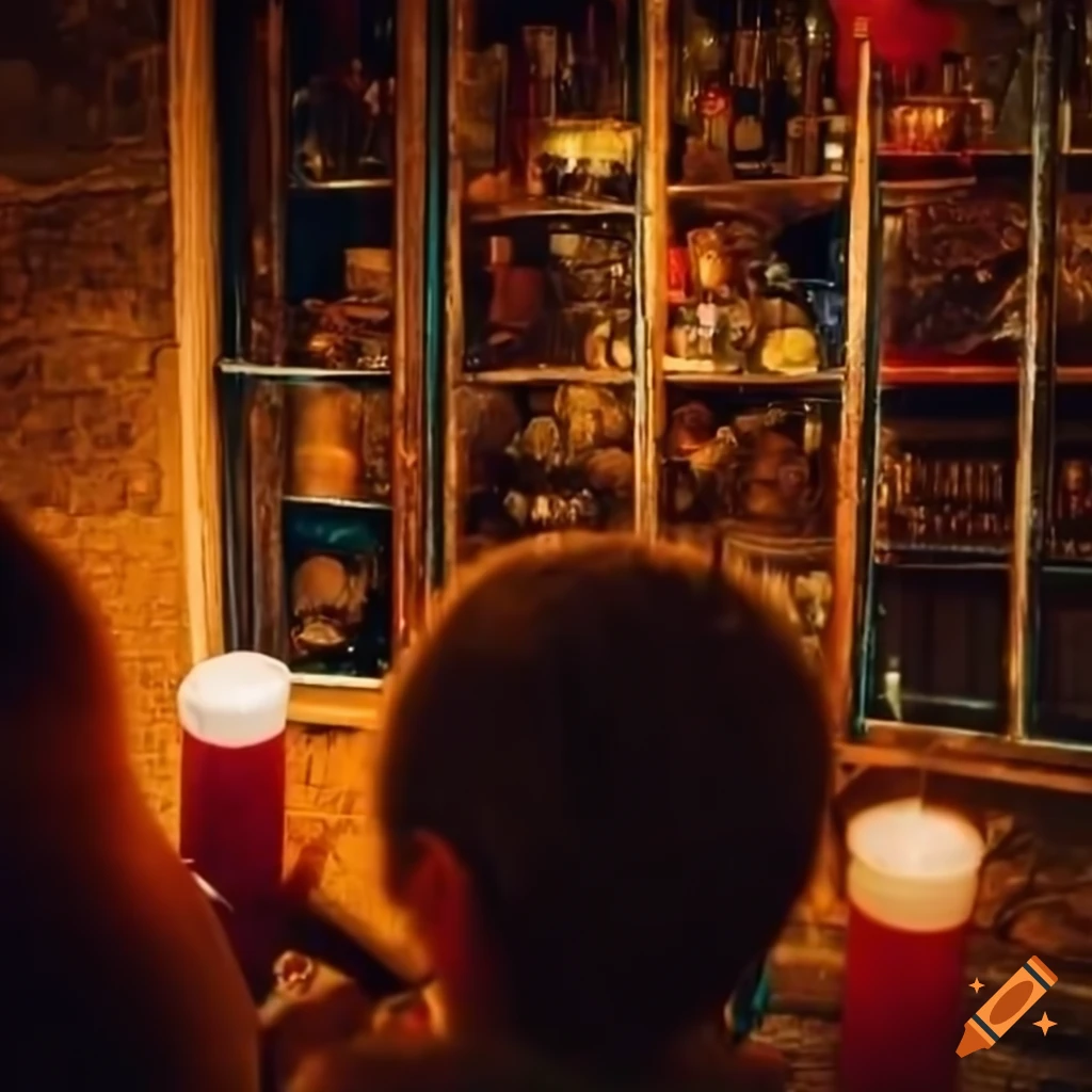 Child peeking through window at a party in an old cantina on Craiyon