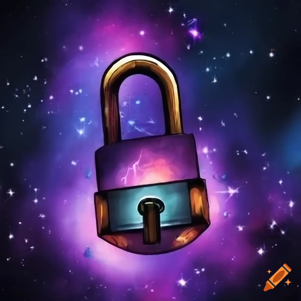 YUGIOH card featuring a padlock in space on Craiyon