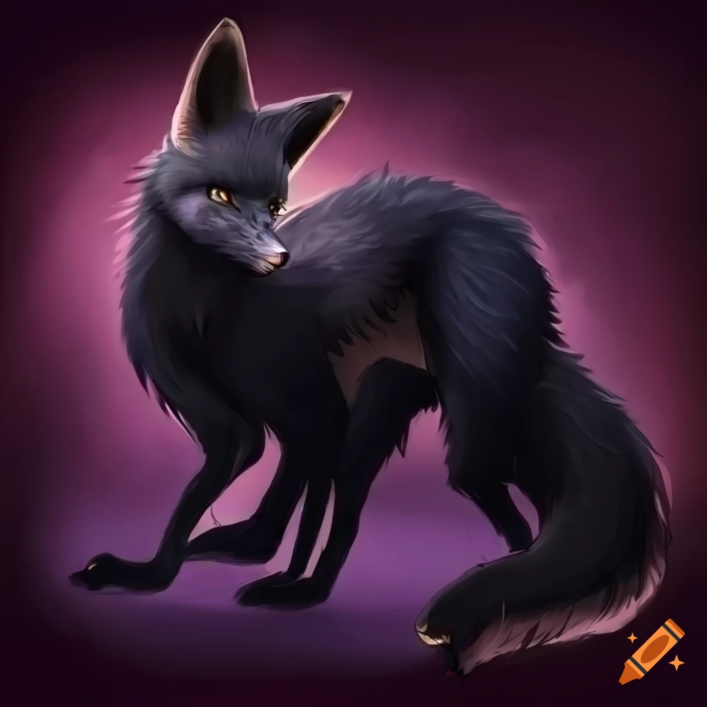 Anthropomorphic black fox with green eyes in Stellaris art style on Craiyon