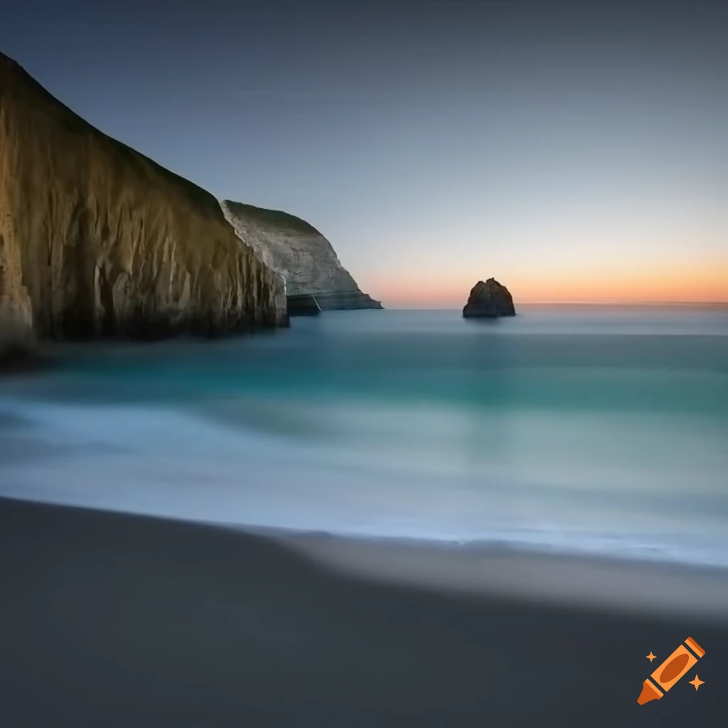 Scenic view of a cliffside beach on Craiyon